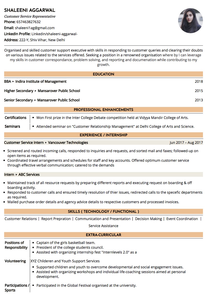 Sample Resume Of Customer Service Executive With Template Writing