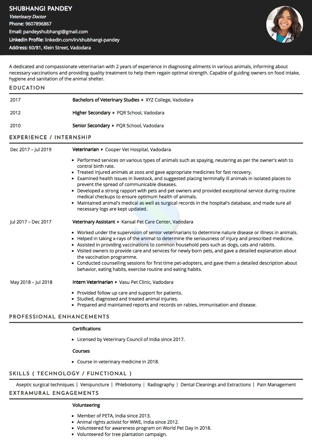 Sample Resume Of Veterinary Doctor With Template Writing Guide Sample Resume Of Veterinary Doctor With Template Writing Guide