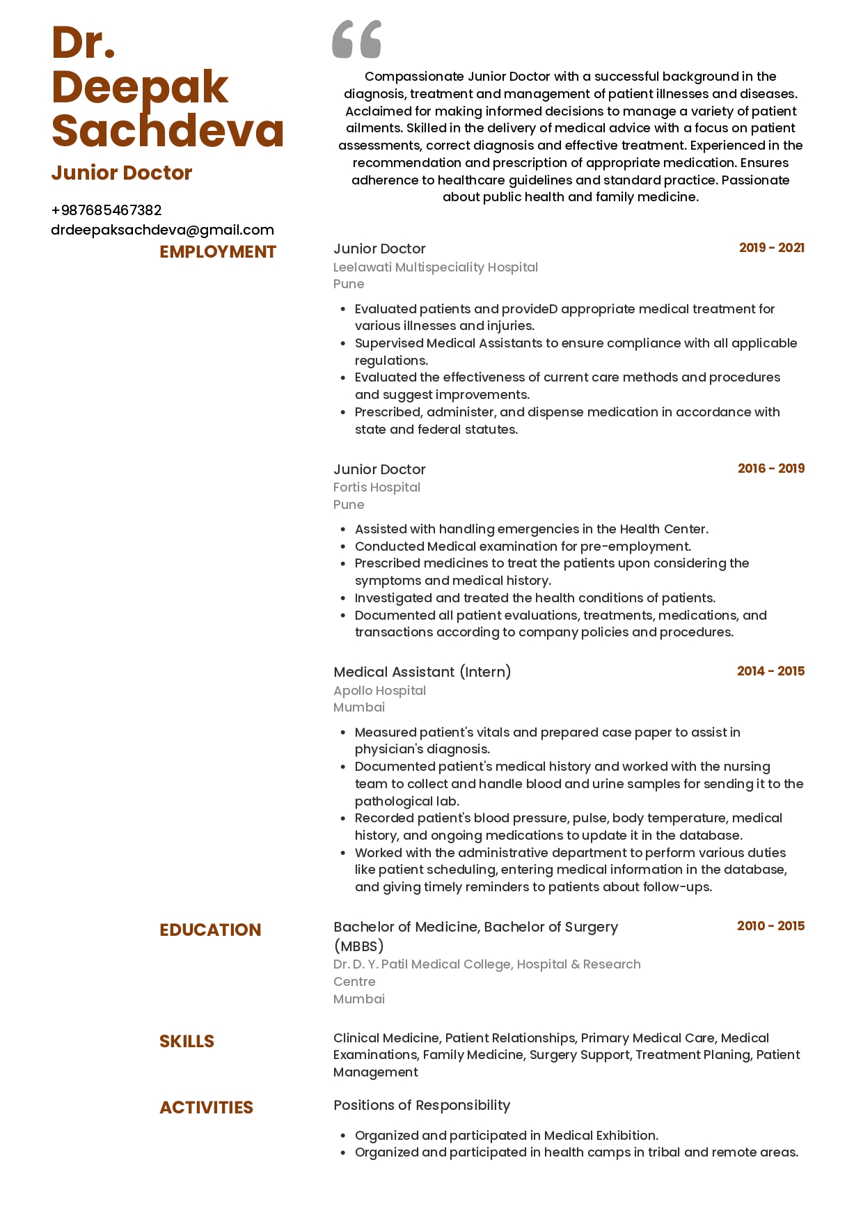 Sample Resume Of Junior Doctor With Template Writing Guide Resumod co Sample Resume Of Junior Doctor With Template Writing Guide Resumod co