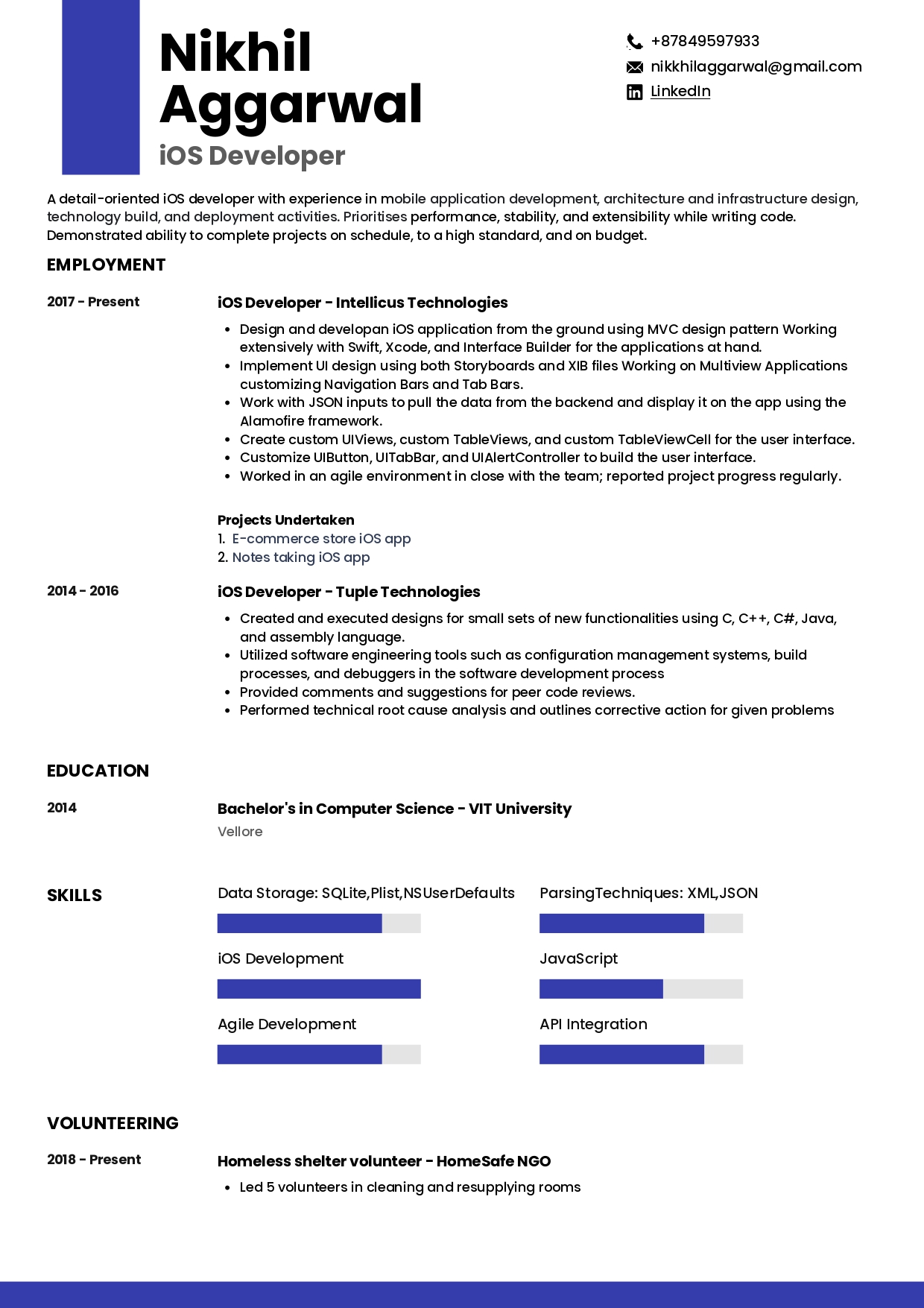 Sample Resume Of IOS Developer With Template Writing Guide Resumod co