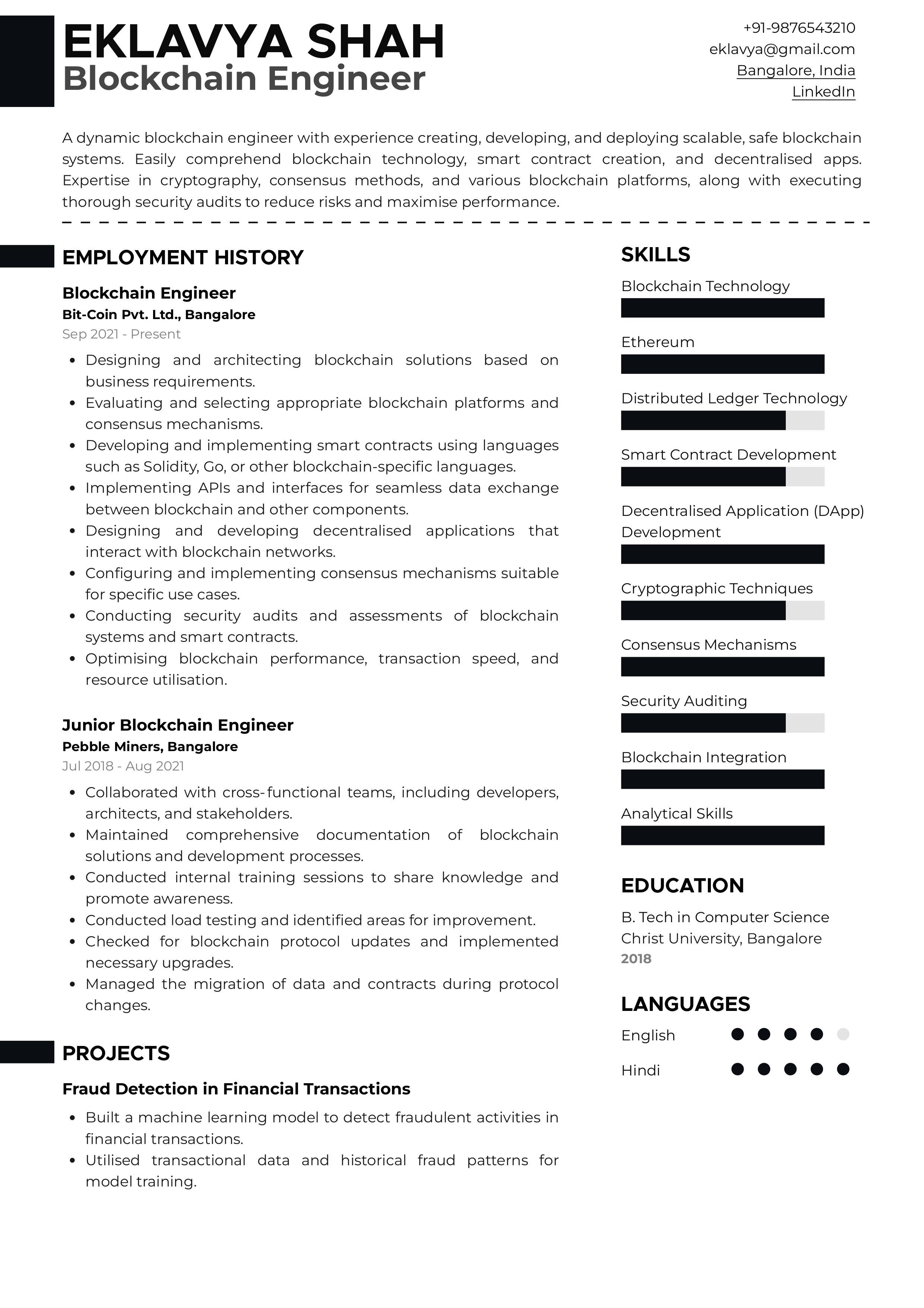 Sample Resume of Blockchain Engineer with Template & Writing Guide ...