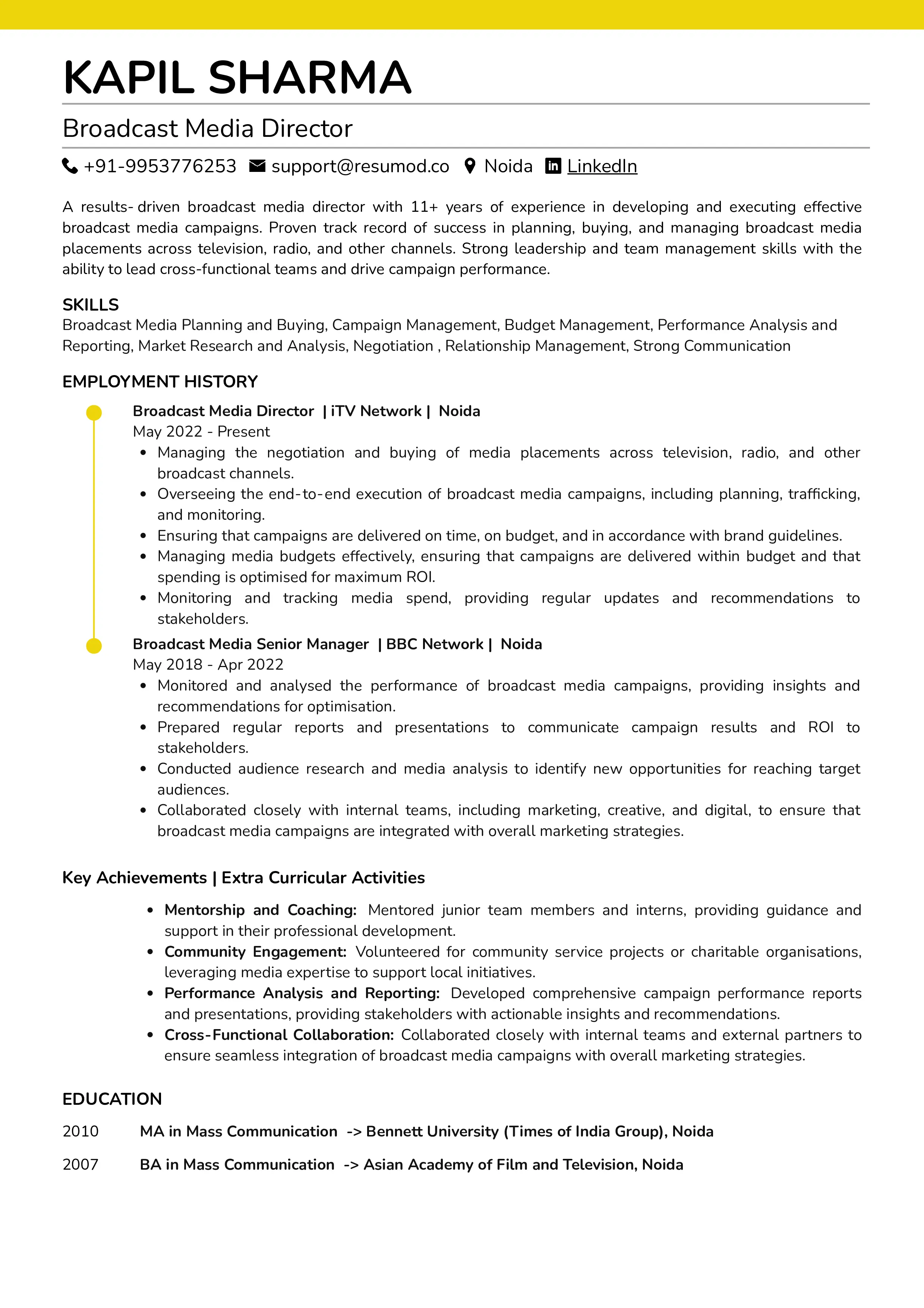 Broadcast Journalism Resume Broadcast Journalist Resume Examples For